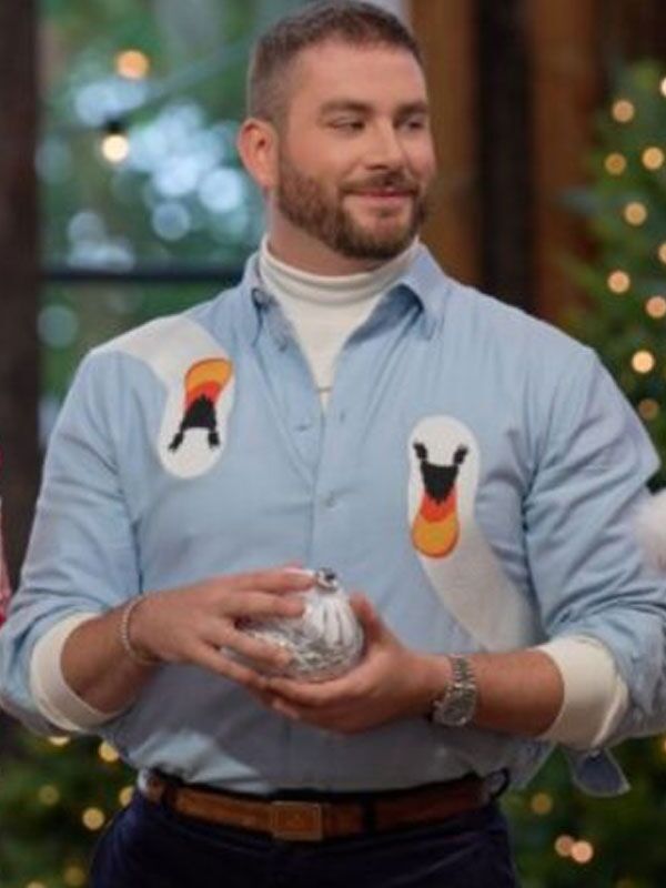 Shop Baked with Love Holiday S01 Swan Print Light Blue Shirt