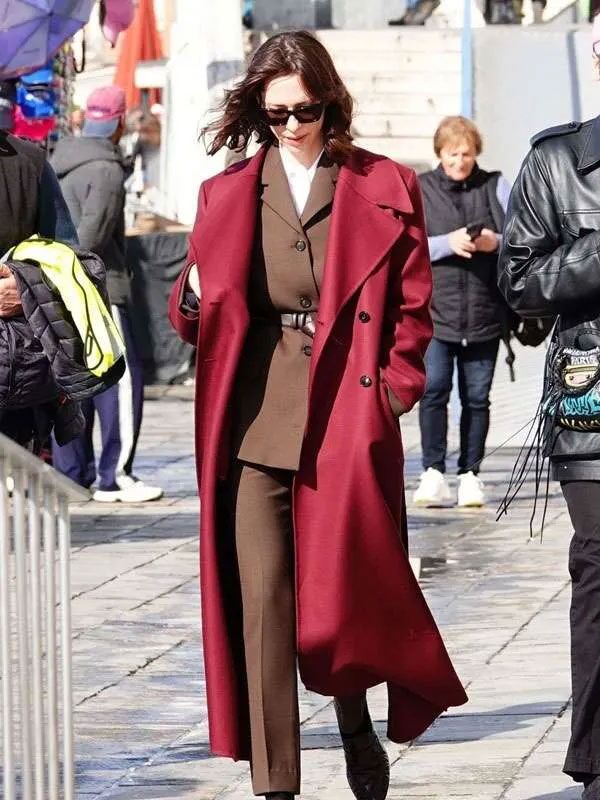 Rebecca Hall The Beauty Maroon Trench Coat