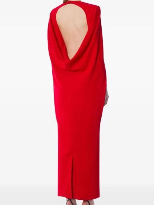 Emily In Paris S05 Philippine Leroy-Beaulieu Red Crepe Dress